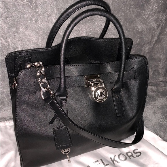 Michael Kors | Bags | Michael Kors Black Hamilton Leather Tote | Poshmark